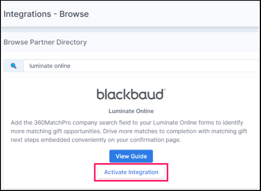 Does Double the Donation integrate with Blackbaud Checkout through Luminate Online?