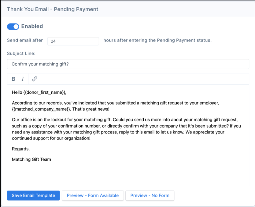 Understanding the Automated Email Streams - Double the Donation Matching